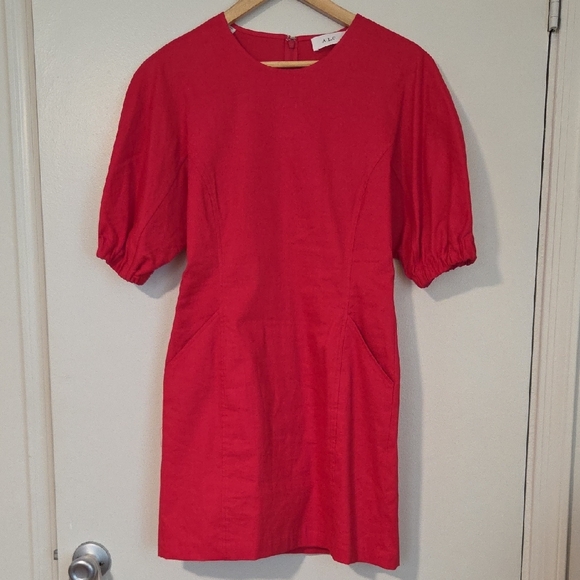 A.L.C. | Dresses | Alc Poppy Red Puff Sleeve Sheath Mini Dress | Poshmark